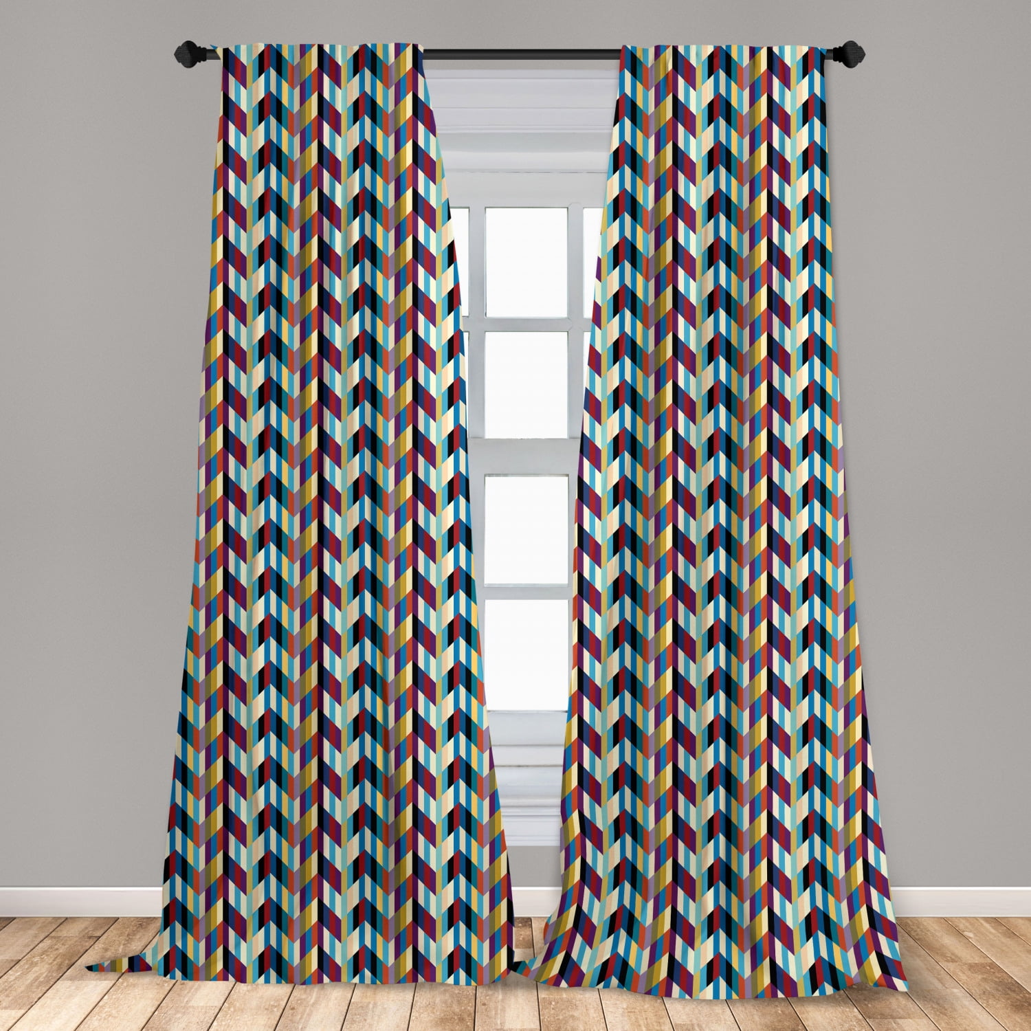 Wave Curtains 2 Panels Set Colorful Geometric Abstract Classic Fashion