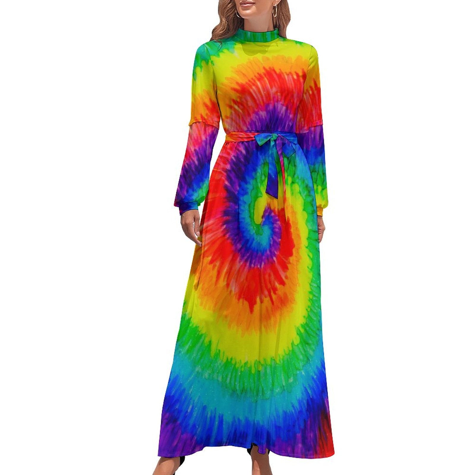 Wave Dress Glittering Swirl Vintage Maxi Dress Aesthetic Boho Beach ...