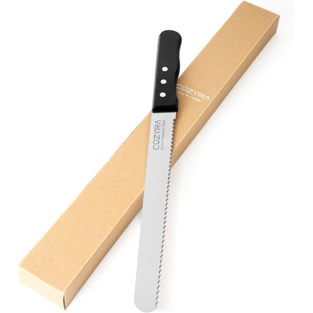 Wave Edge Black Precision High Carbon Stainless Steel Bread Knife ...
