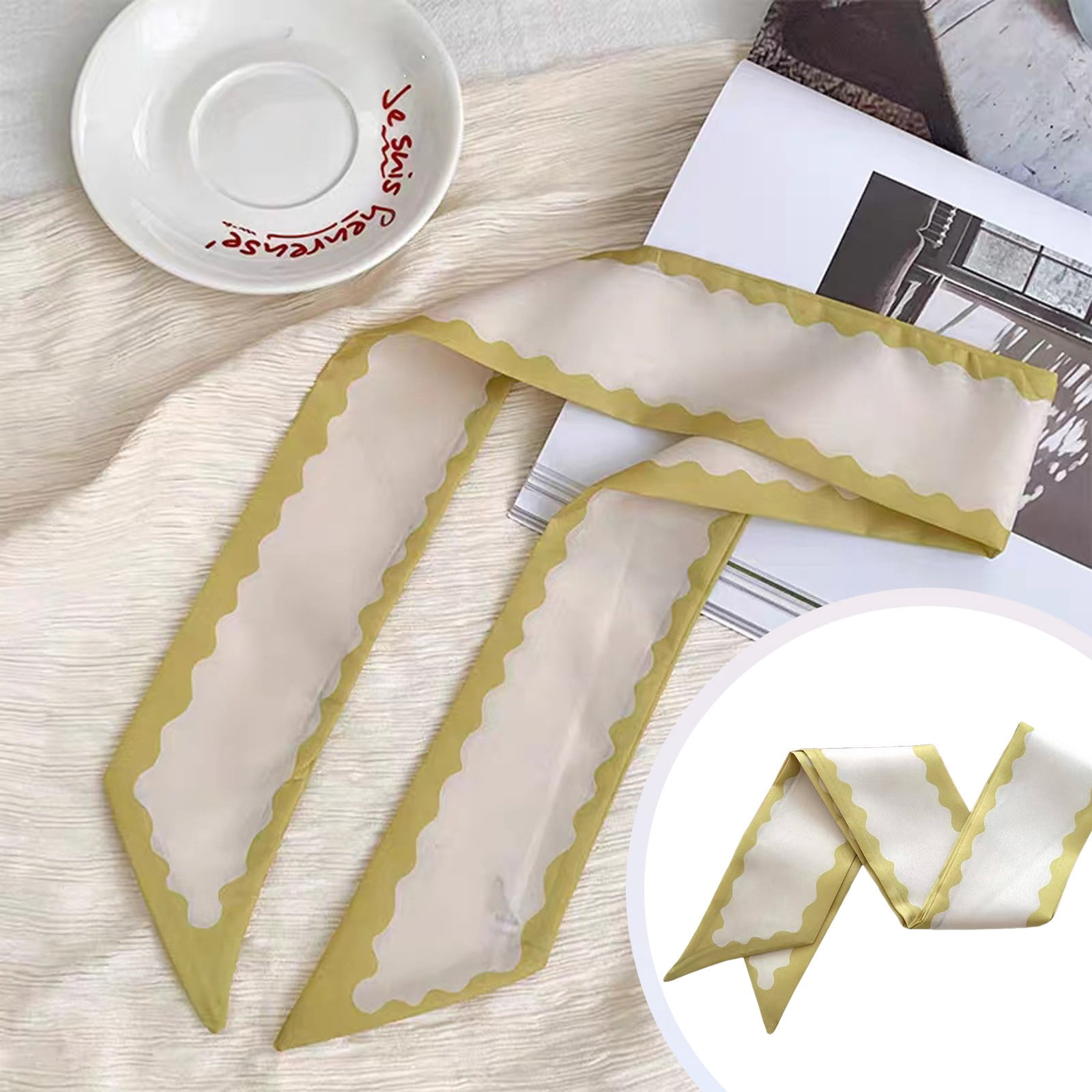 Wave-Edged Satin Wreath Sash, 2.8x35.4 Inch Garland Ribbon Accessory ...