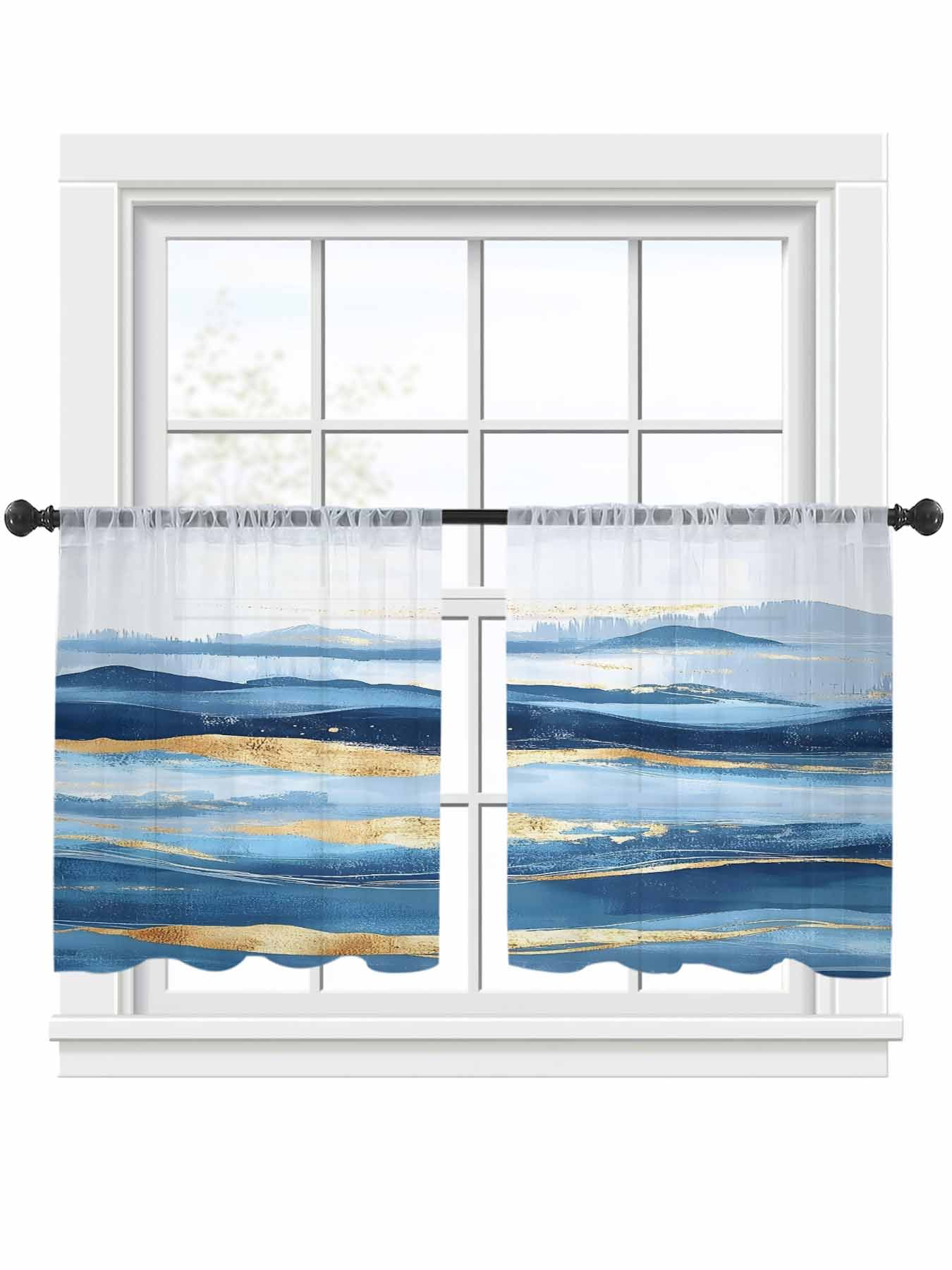 Wave Effect Art Sheer Curtains for Living Room Bedroom, Light-filtering ...