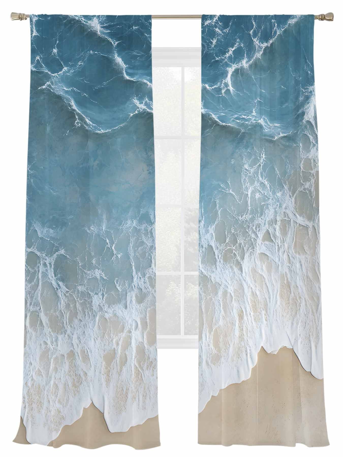 Wave Effect Modern Art Sheer Curtains for Living Room Bedroom, Light ...