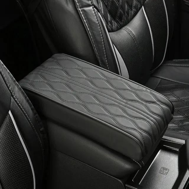 Wave Embroider PU Leather Car Armrest Mat Center Console Arm Rest ...
