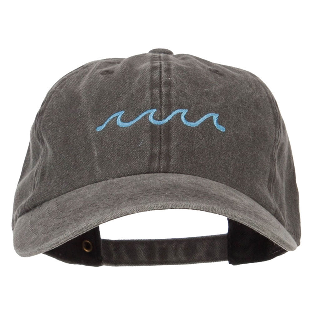 Wave Embroidered Washed Buckle Cap - Black OSFM - Walmart.com