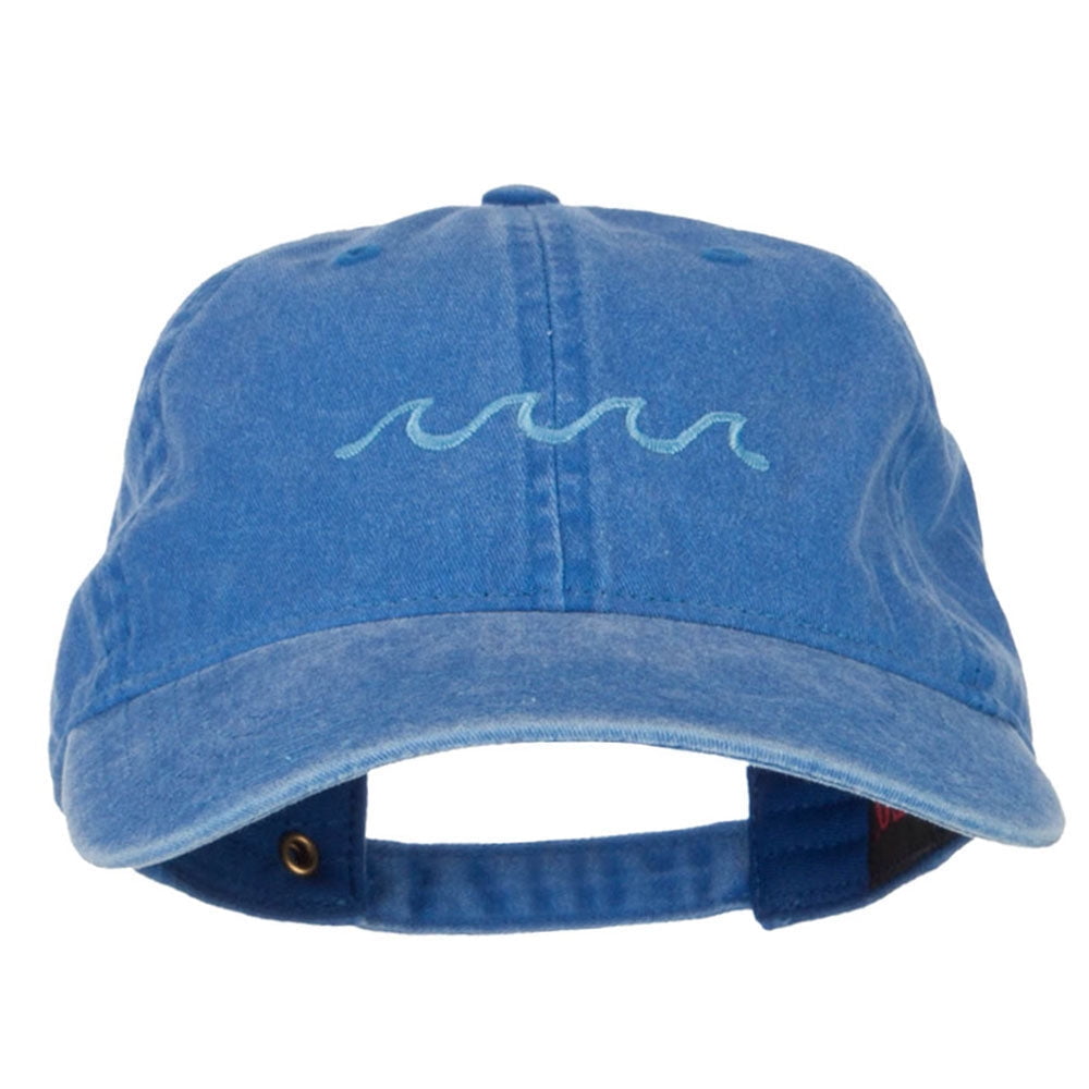 Wave Embroidered Washed Buckle Cap - Royal OSFM - Walmart.com