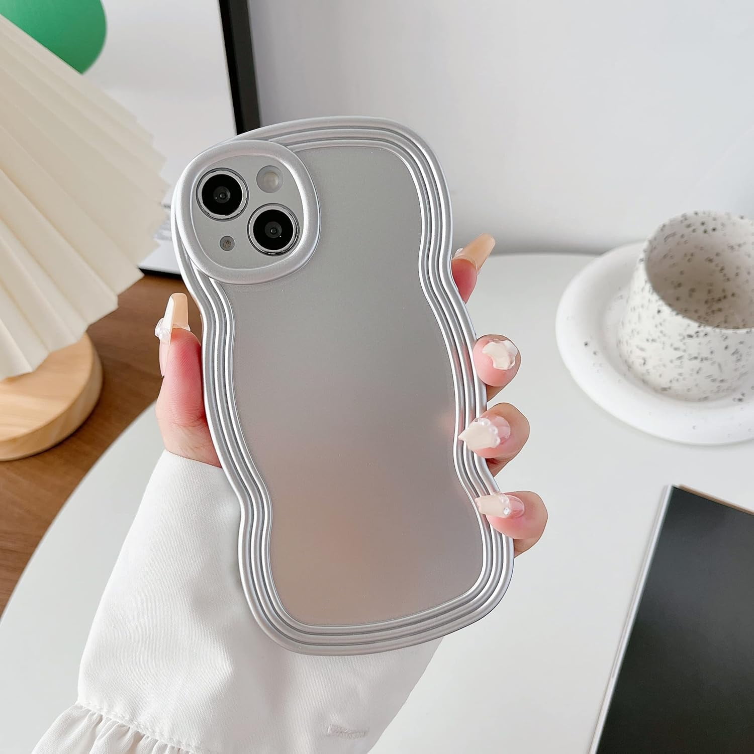 Wave Frame Phone Case for iPhone 13 6.1 inch, Cute Curly Wavy Case for ...