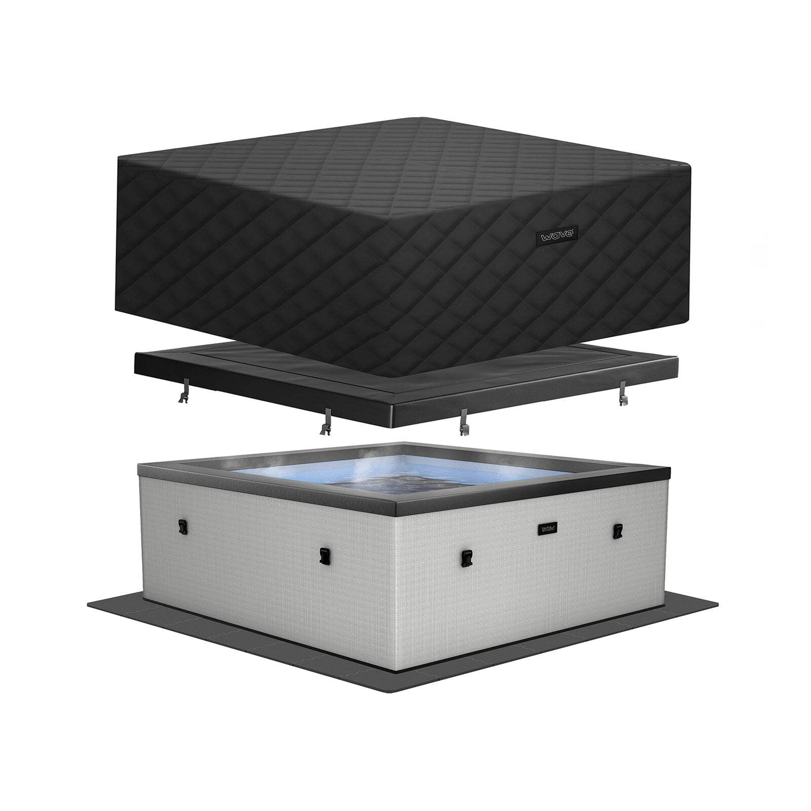 Wave Garda 4 Person Eco-Foam Round Hot Tub EnergySave Bundle with 70 Aquajet Massage System ...