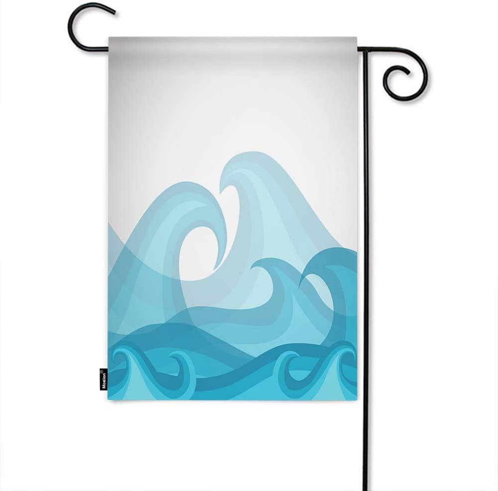 Wave Garden Flag Marine Ocean Sea Aqua Nautical Waves Flags Double ...
