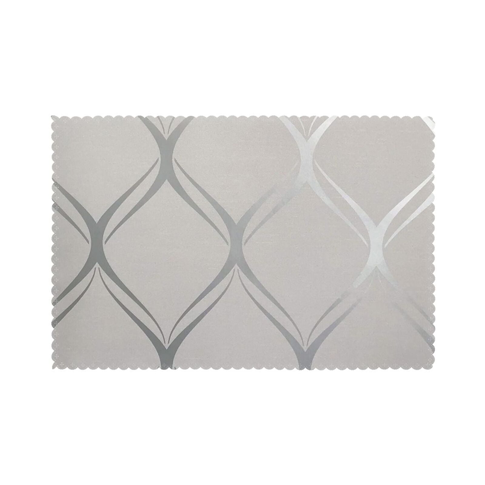 Wave Geometric Grey Silver Placemats for Dining Table Set of 6 Washable ...