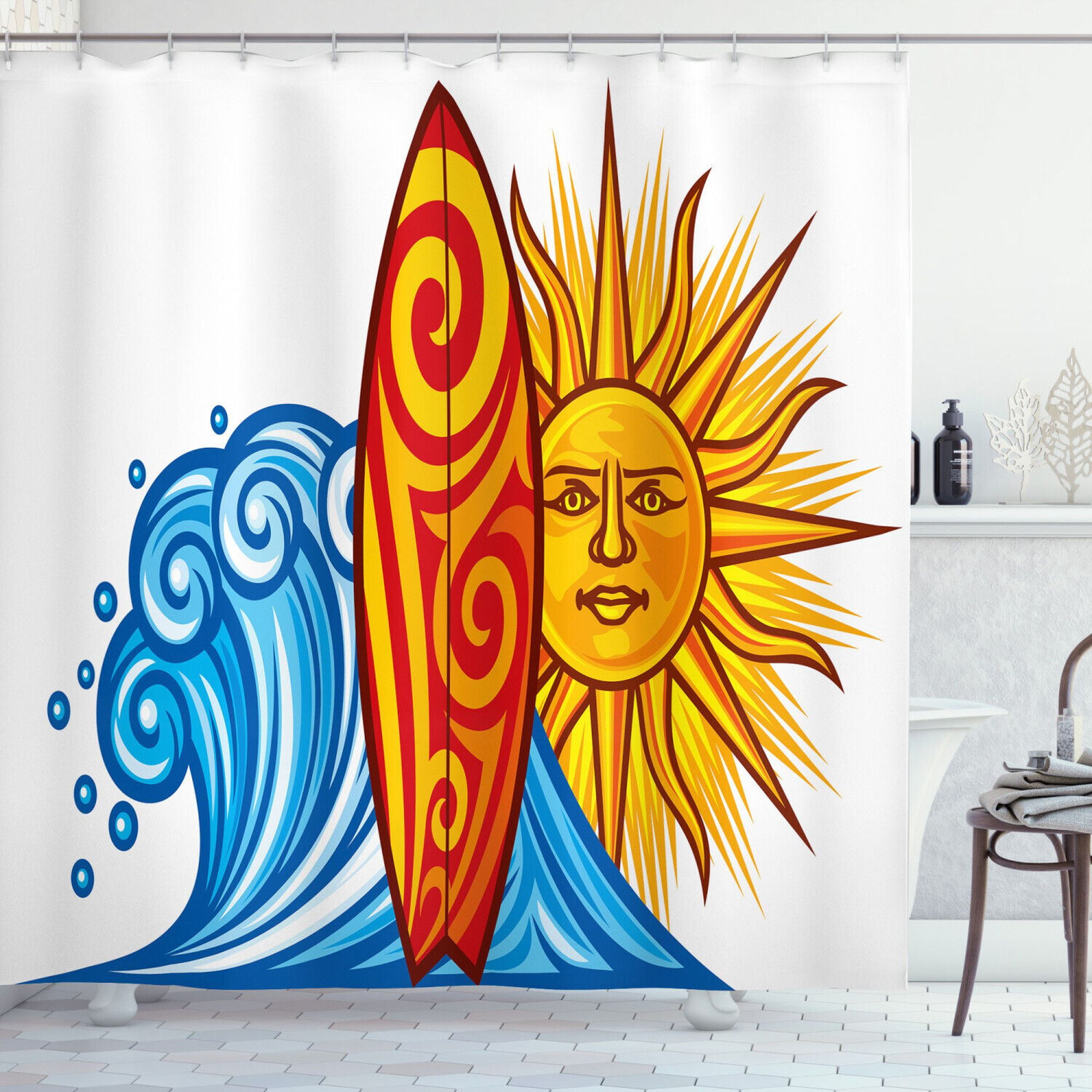 Wave-Inspired Bathroom Decor: Sunburst Shower Curtain - Walmart.com