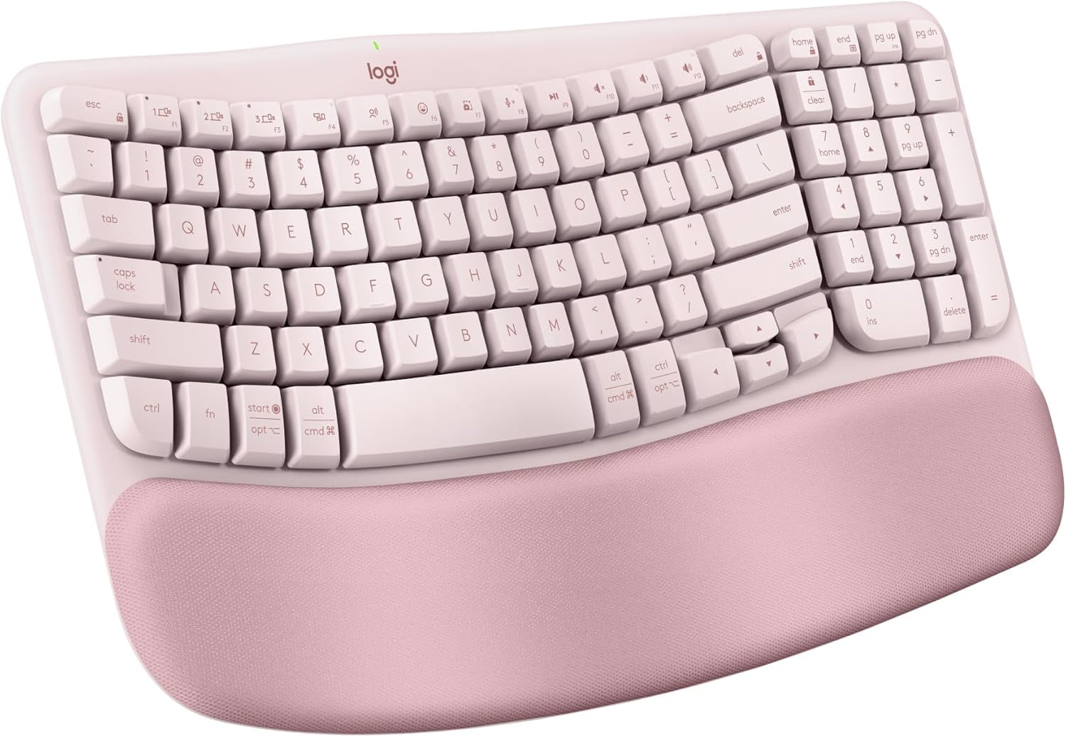 Wave Keys Wireless Ergonomic Keyboard with Cushioned Palm Rest ...