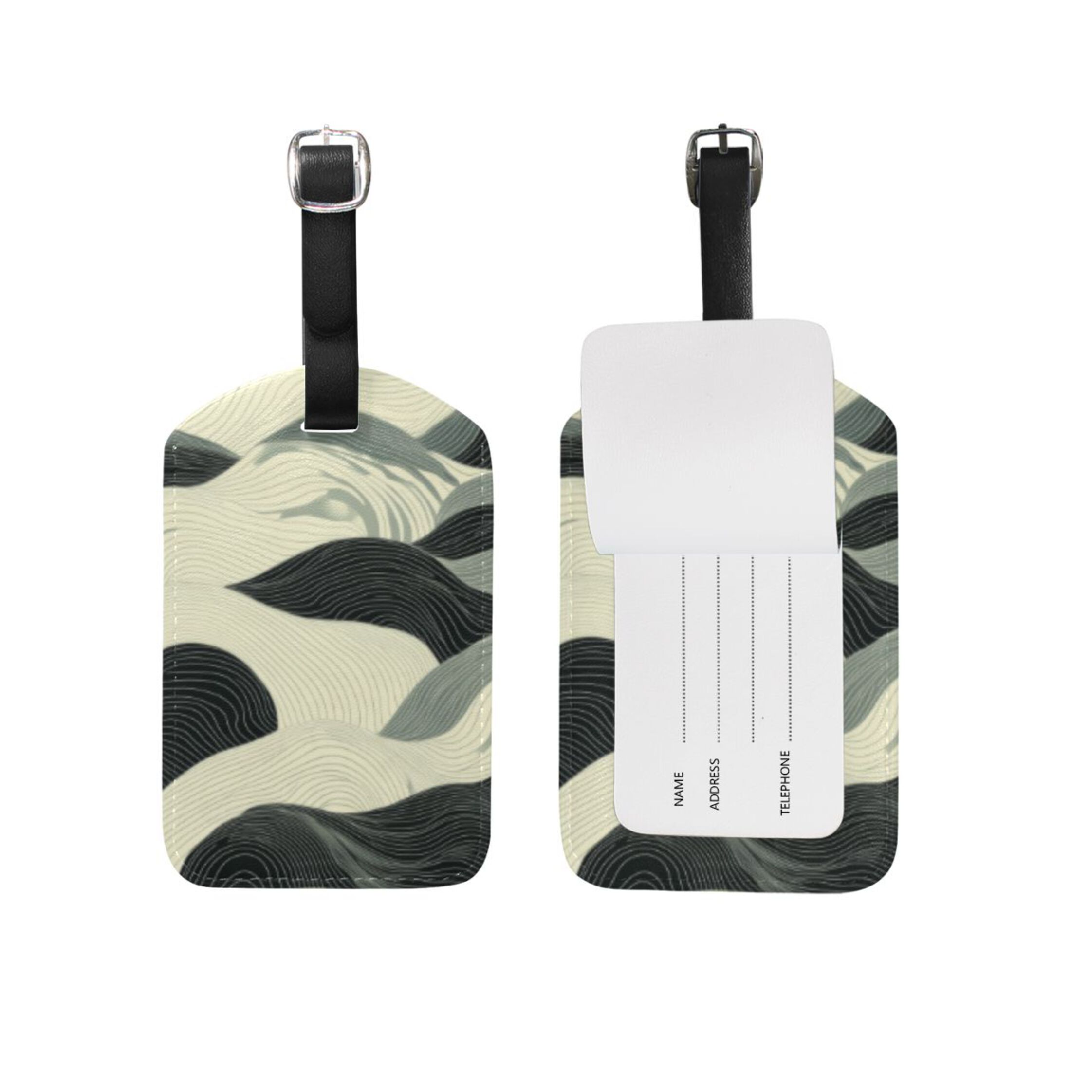 Wave Landscape Art Luggage Tags PU Leather Name ID Labels for Suitcase ...