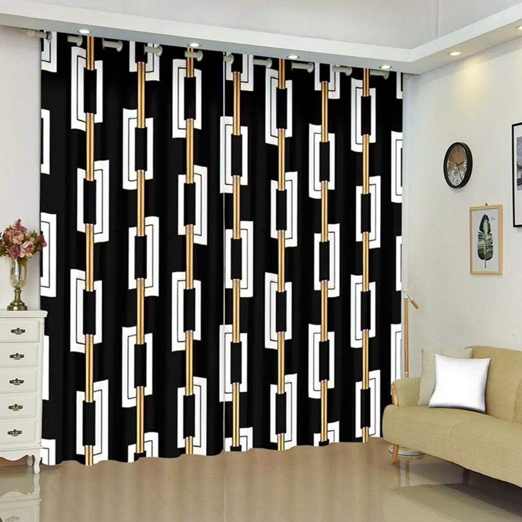 Wave Line Dots Curtain Grunge Brush Ink Curved Line Polyester Pongee ...
