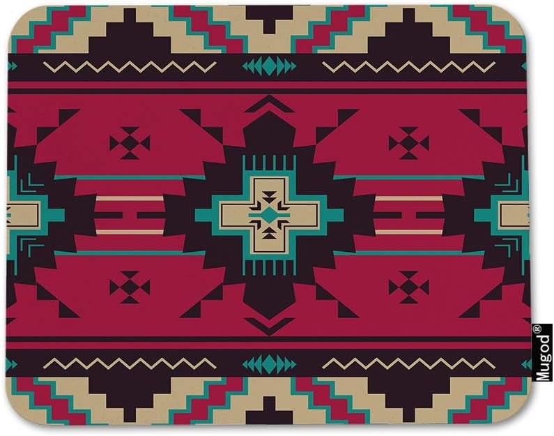 Wave Line Mouse Pad Aztec Triangle Pattern Ethnic Purple Red Blue Brown ...