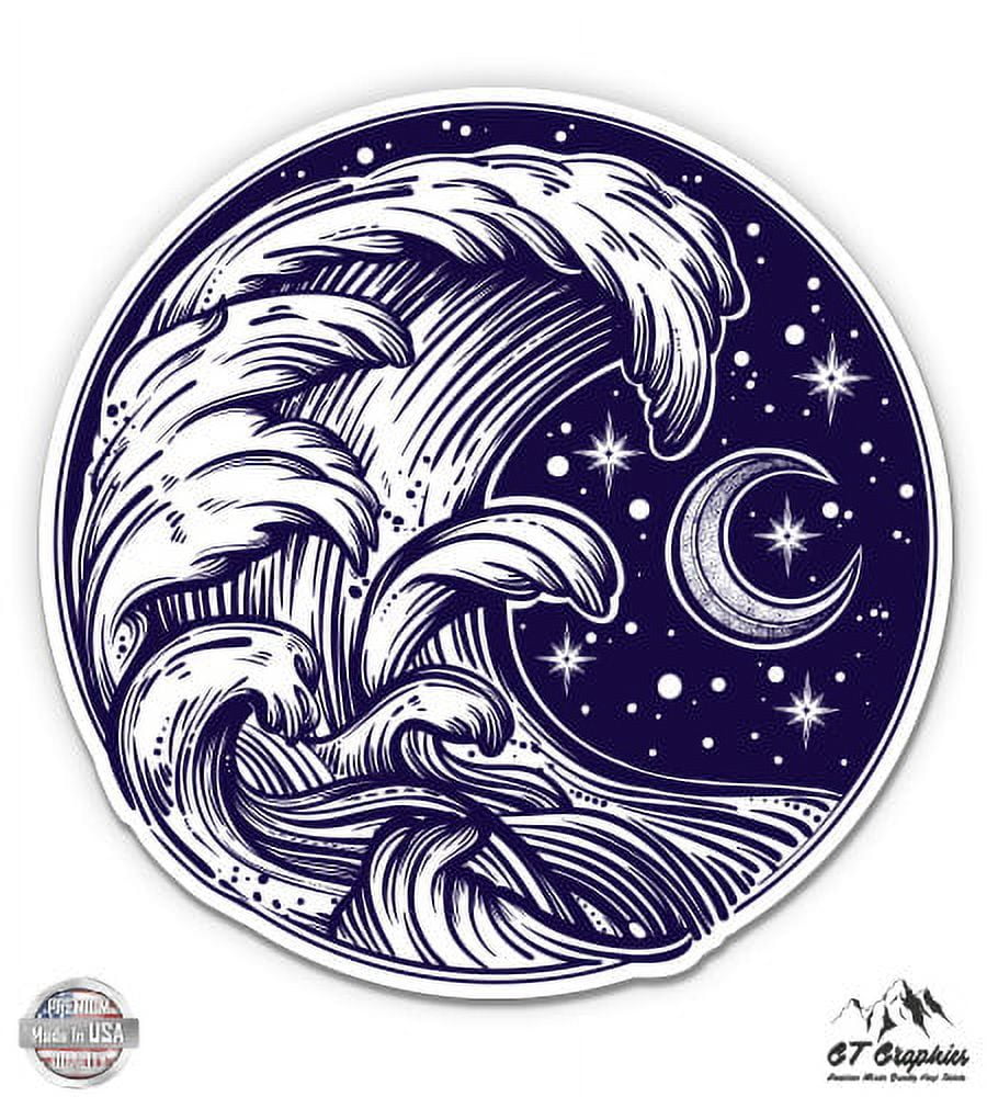 Wave Navy - 8" Vinyl Sticker - For Car Laptop I-Pad - Waterproof Decal ...