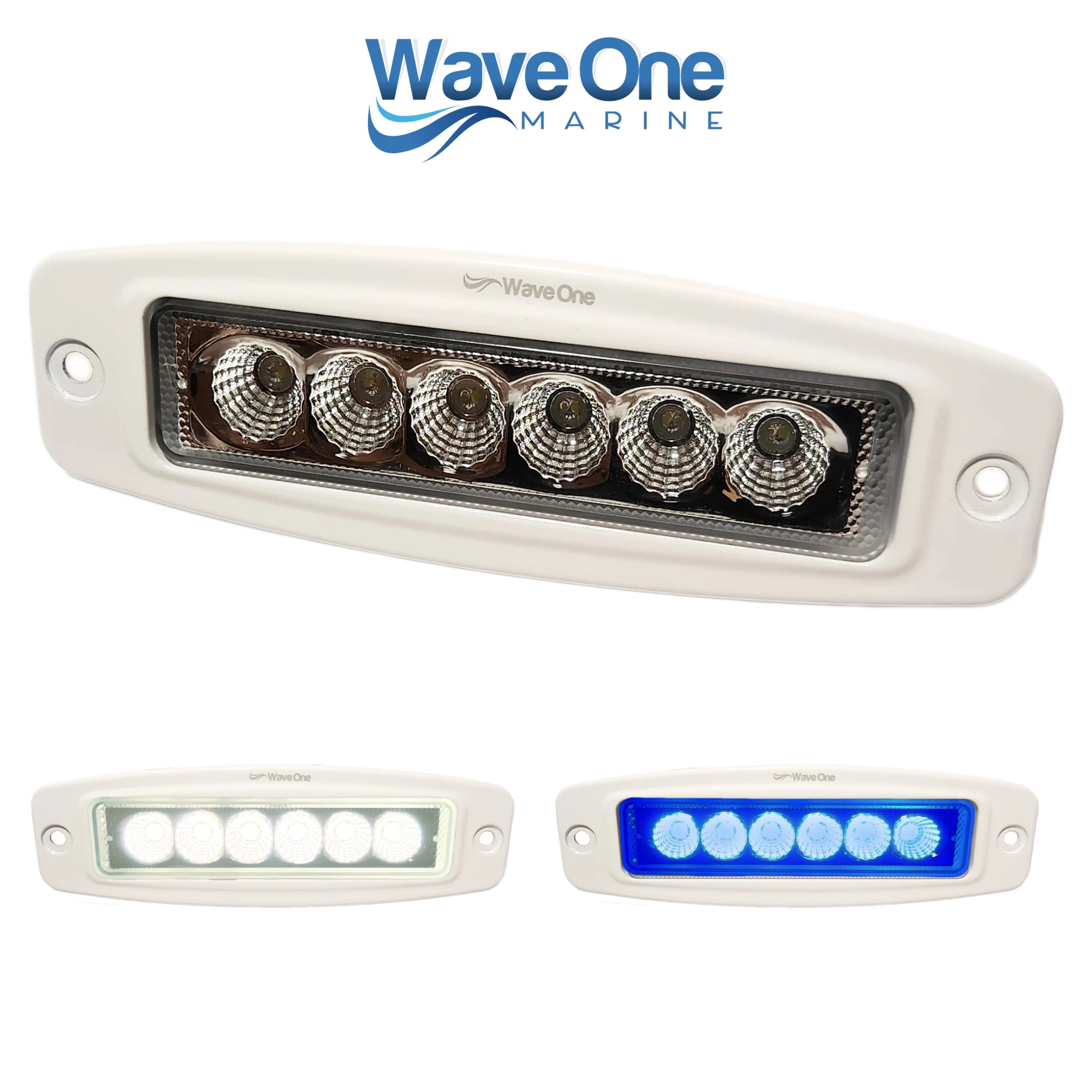 Wave One Marine Waterproof Dual Color LED Flush Mount Spreader Light ...