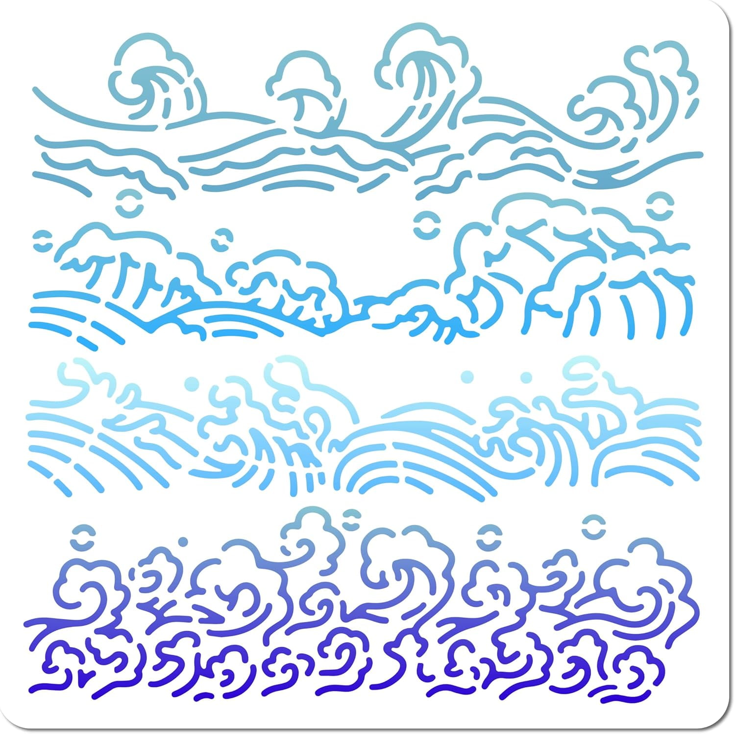 Wave PET Plastic Hollow Out Drawing Painting Stencils Templates Square ...