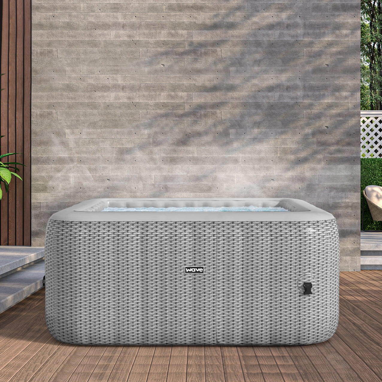 Wave Pacific Large Indoor/Outdoor 4-Person Inflatable Hot Tub with 95 ...