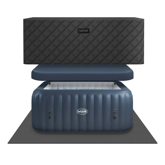 Wave Pacific Inflatable 6-Person Square Hot Tub EnergySave Bundle with ...