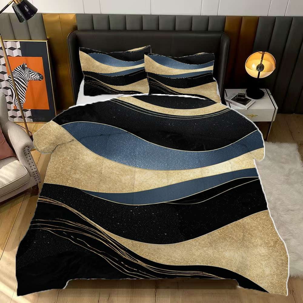 Wave Pattern Abstract Art Comforter Set Queen Size Bedding Set For ...