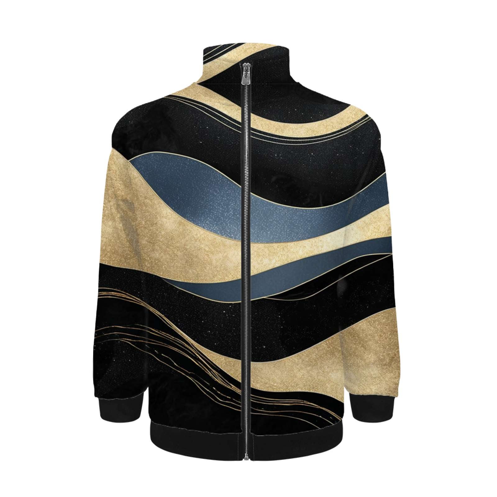Wave Pattern Abstract Art Jacket Men's Street Cool Long Sleeves Coat Personality Tops Oversized ...
