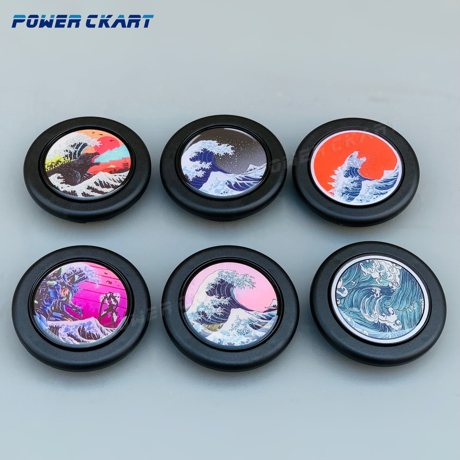 Wave Pattern JDM Car Styling Racing Sport Steering Wheel Horn Button ...