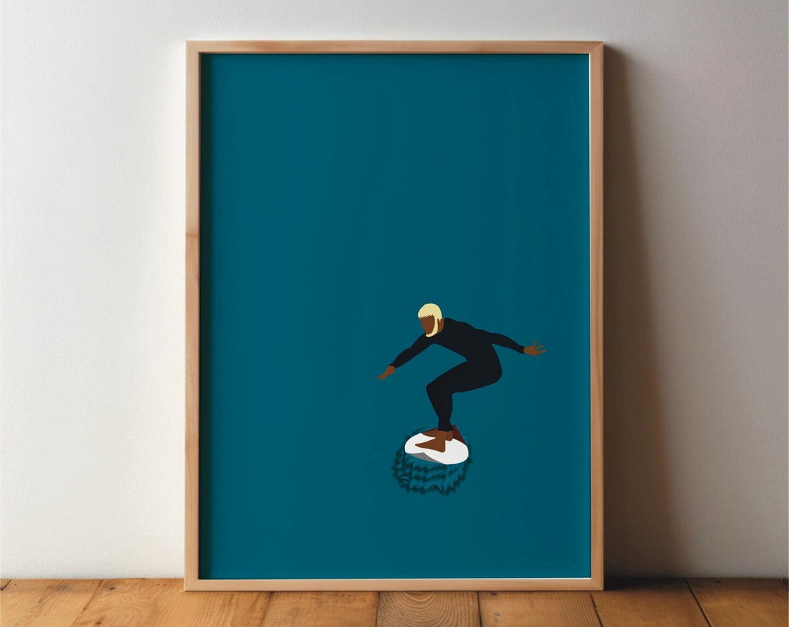 Wave Rider, Surfer Poster - Sports Lovers - Art Print Minimal Modern ...