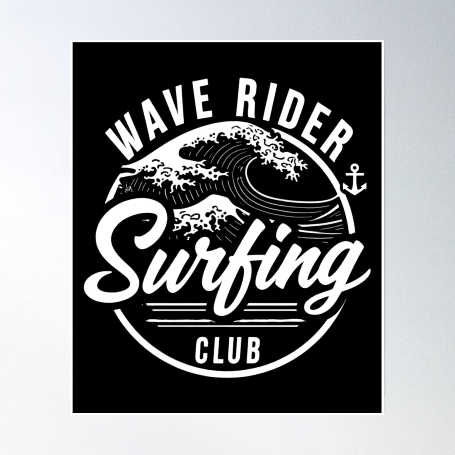 Wave Rider Surfing Club Ocean Wave Retro Style Poster Wall Art, Modern ...