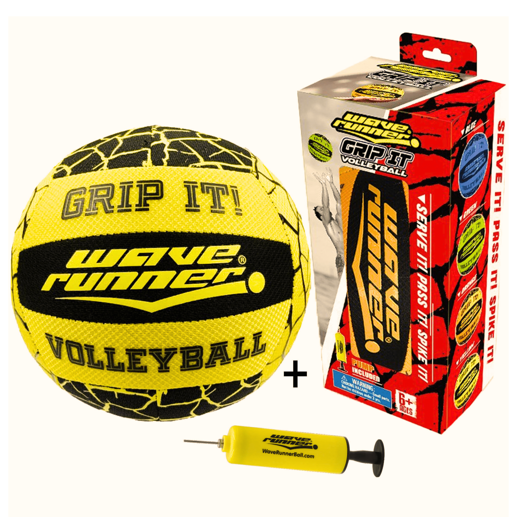 Wave Runner Grip It Volleyball 8-Inch All Weather Volleyball With Sure ...