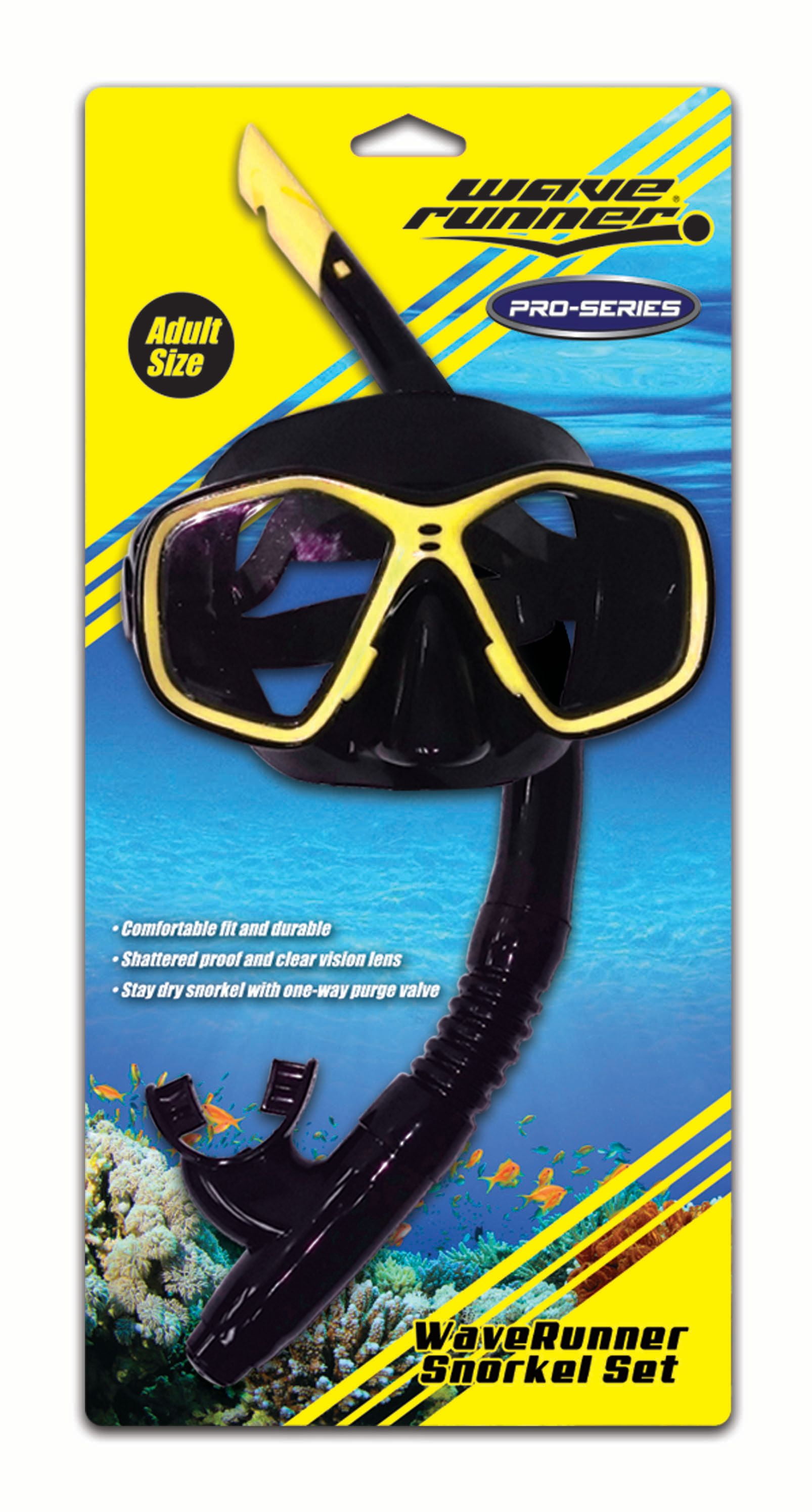Wave Runner Adult Swim Diving Snorkeling Mask and Snorkel Set with ...