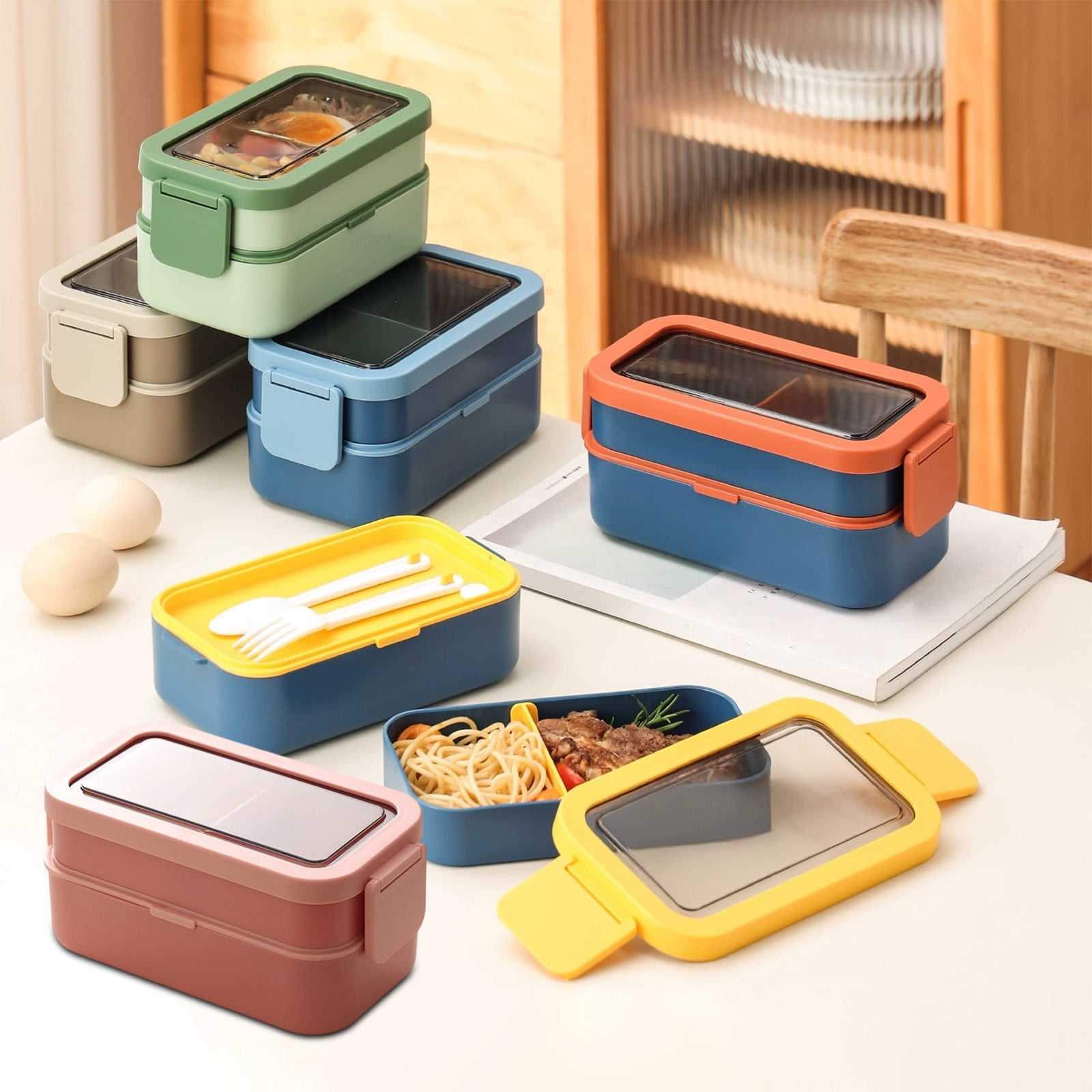 Wave Safe Bento Lunch Box, Insulated Compartmented Container, 1350ml ...