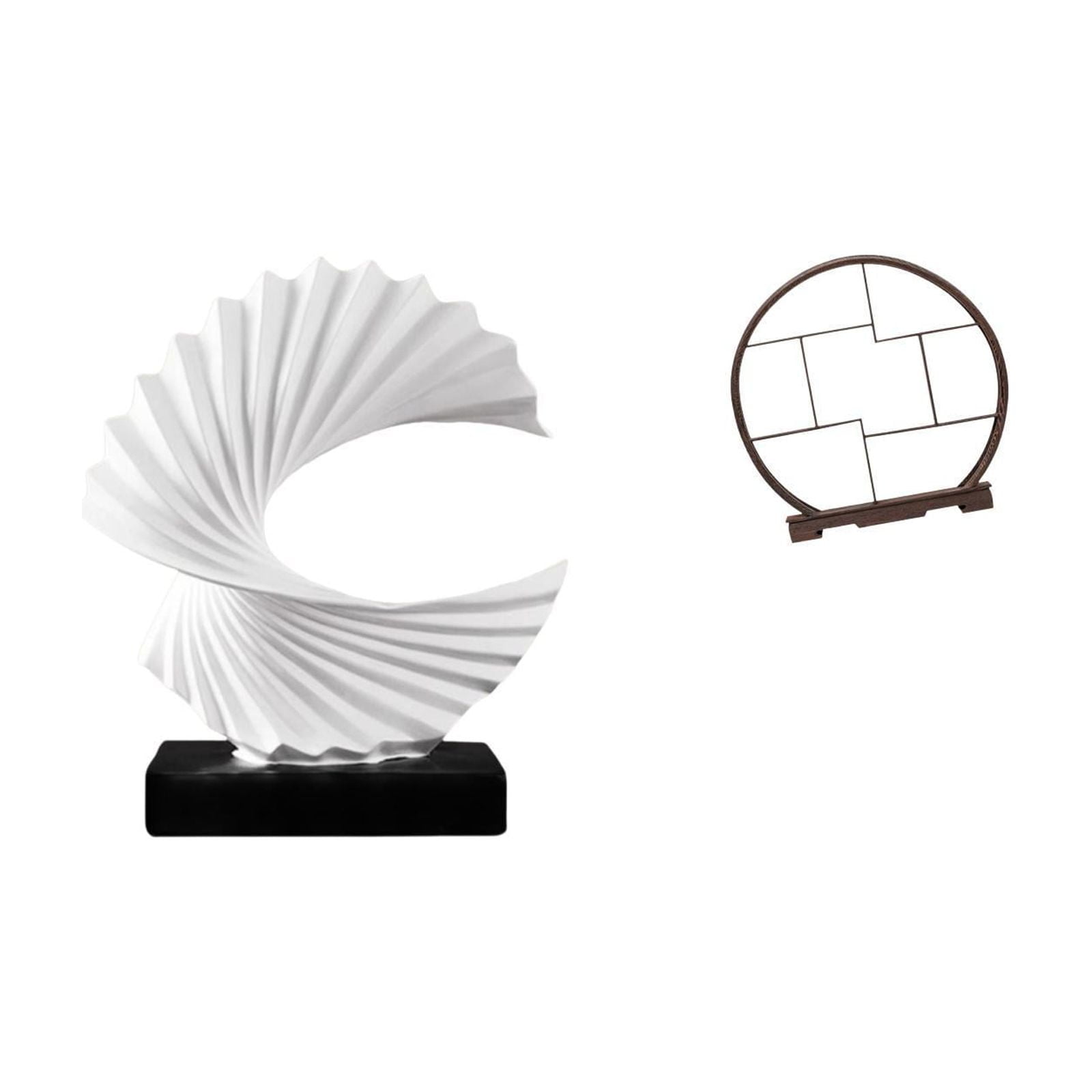 Wave Sculpture Artistic Collectibles Stand Wood Display Stand Modern ...