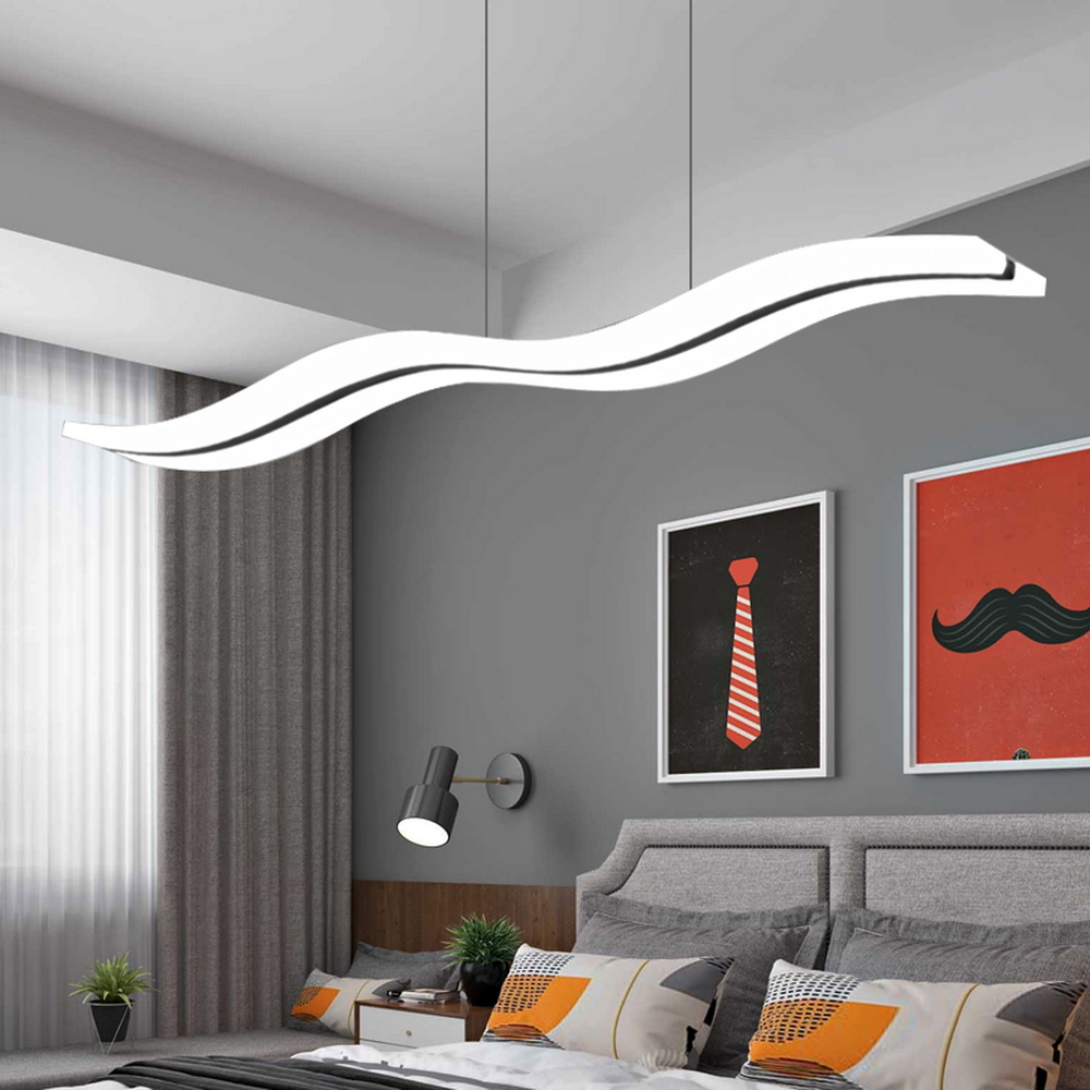 Wave Shape Modern LED Ceiling Hanging Lamp Kitchen Island Light Fixture ...