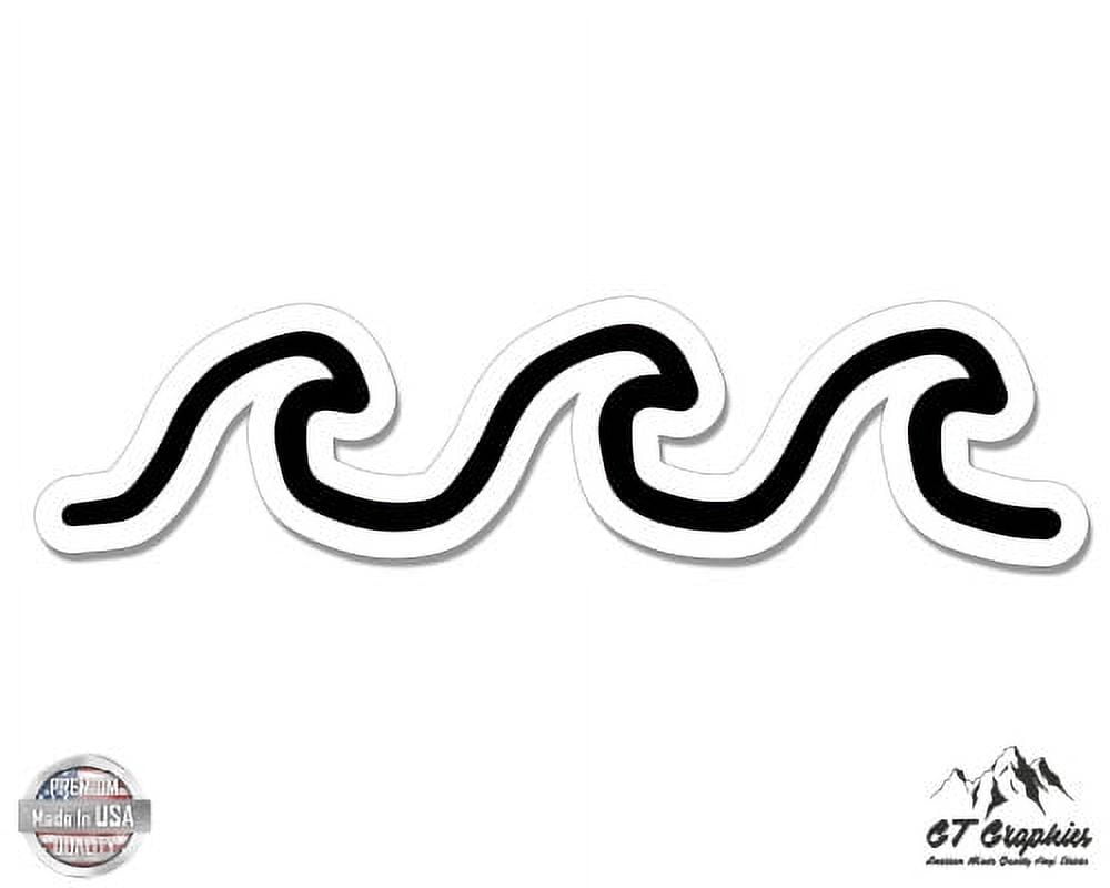 Wave Simple Outline - 3" Vinyl Sticker - For Car Laptop I-Pad Phone ...