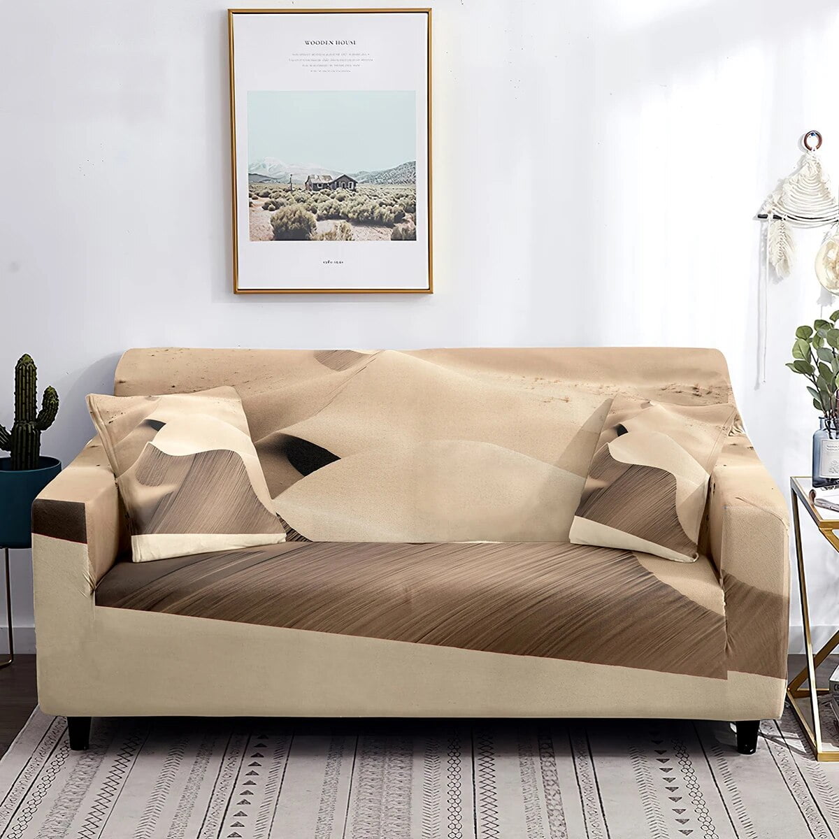 Wave Stretch Sofa Cover Beach Sea Shore Holiday Theme Couch Covers 1/2 ...