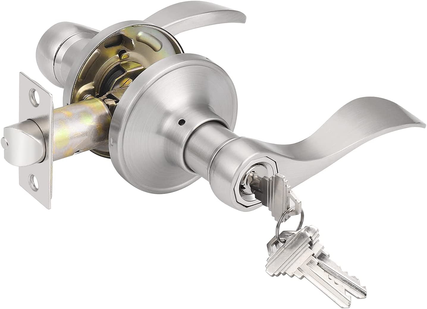 Wave Style Lever Handles Entrance Door Knobs Entry Door Locks Brushed ...