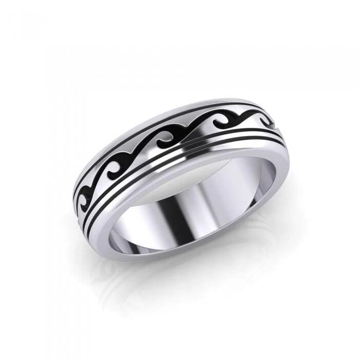 Wave Surf Spinner Ring 925 Sterling Silver Fine Beach Ocean Surfing Sea ...