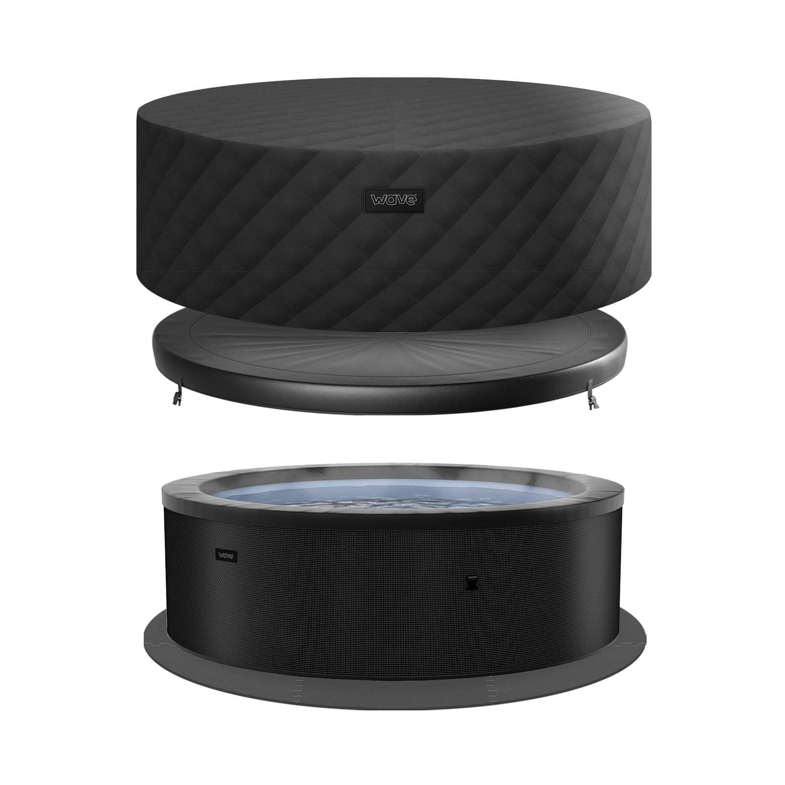 Wave Tahoe 4 Person Eco-Foam Round Hot Tub EnergySave Bundle with 70 Aquajet Massage System ...