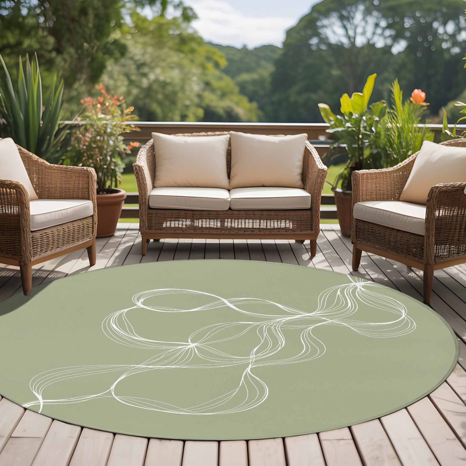 Wave Twisted Line Stripe 6ft Round Rug for Living Room Under Coffee ...