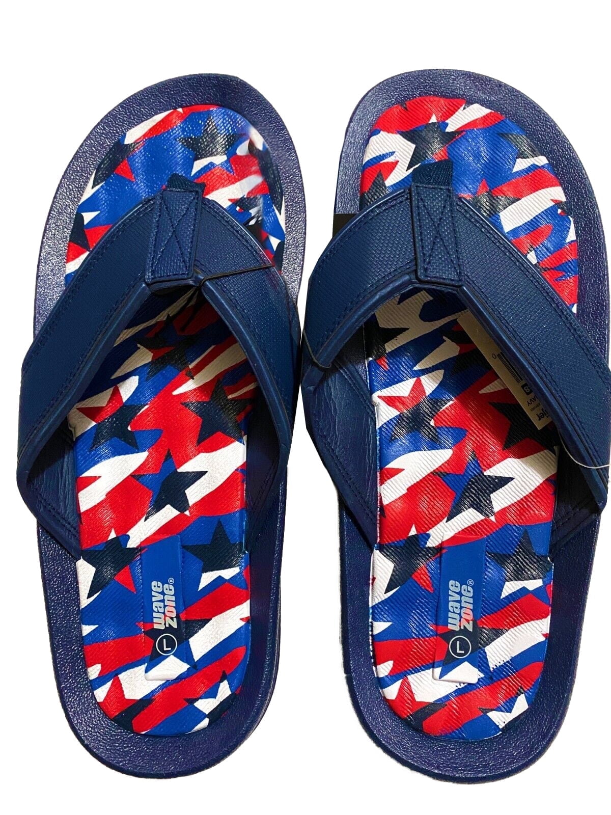 Wave Zone Men's Flip Flop Sandal, Americana Stars Design, Red White ...