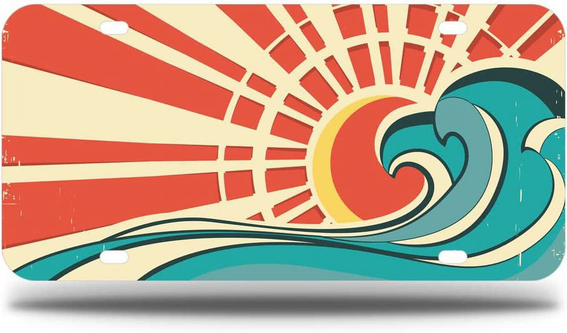 Wave at Dawn Ocean License Plate,Sun Shine Red Blue Car Front License ...