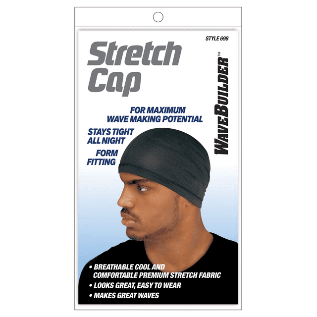 WaveBuilder Stretch Cap for Men's Waves, Black, 1 Count - Walmart.com