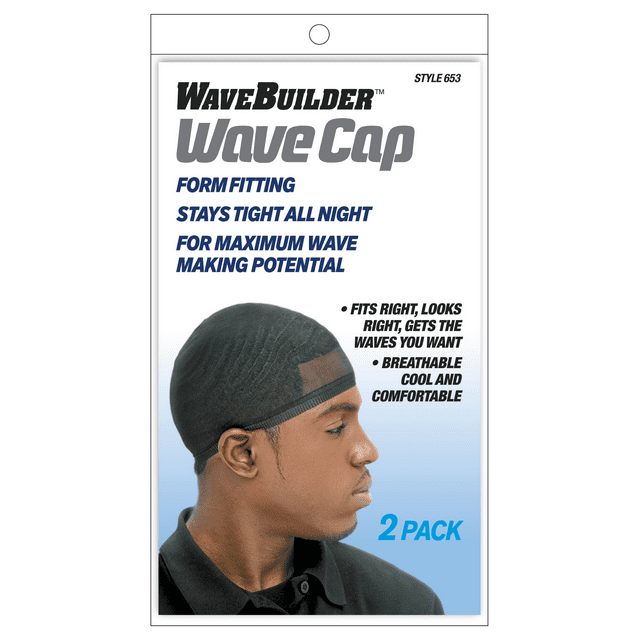 WaveBuilder Wave Cap, Black, 2 Count - Walmart.com