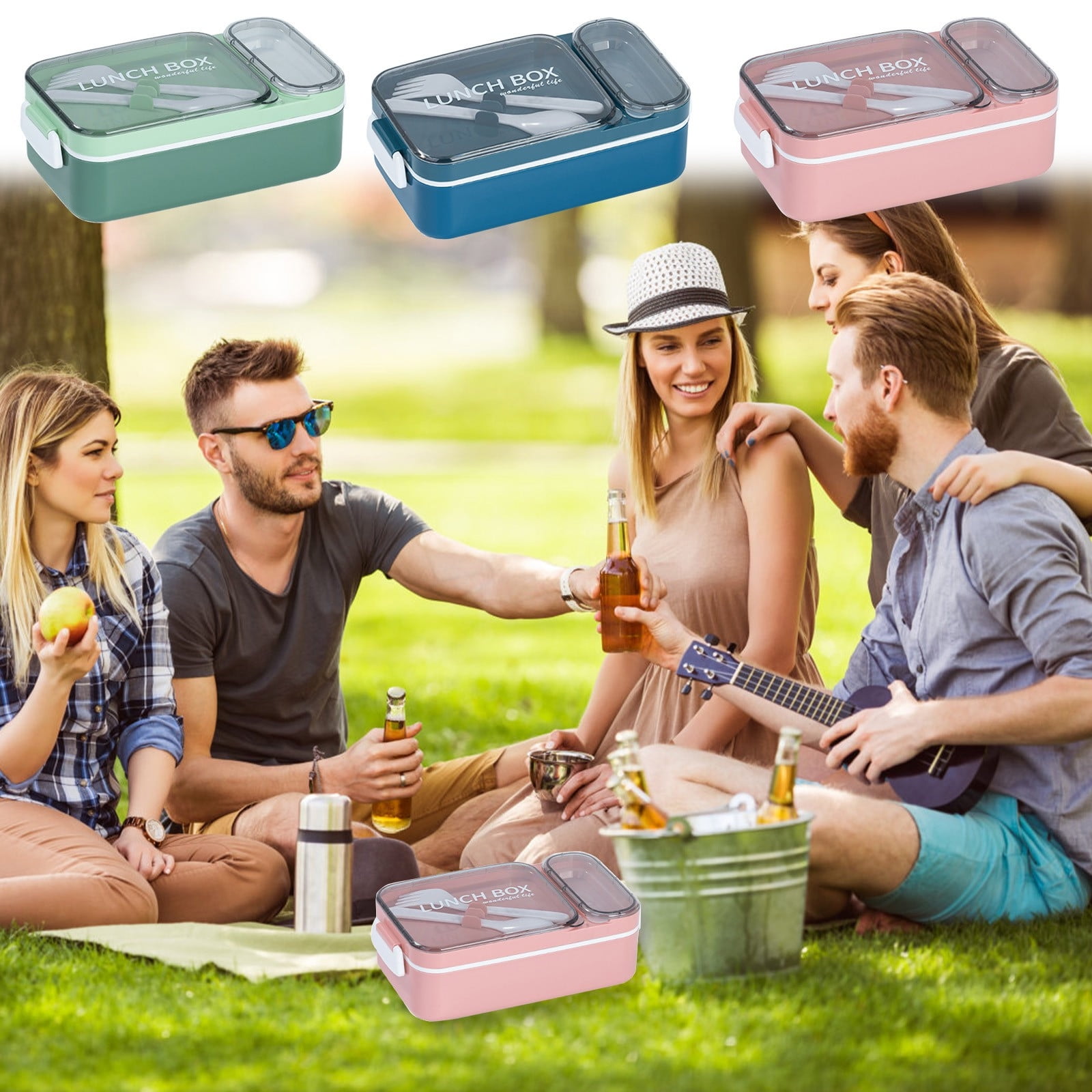 Waveable Lunch Box for Adults with Compartments, Plastic Food Container ...
