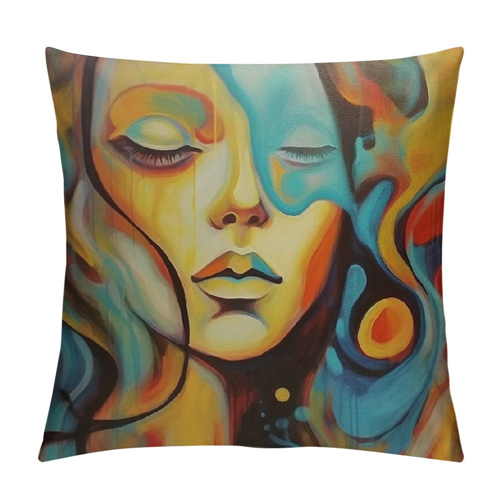 Waved Throw Pillow Case Cushion Covers Brown, Red, Orange and Gold ...