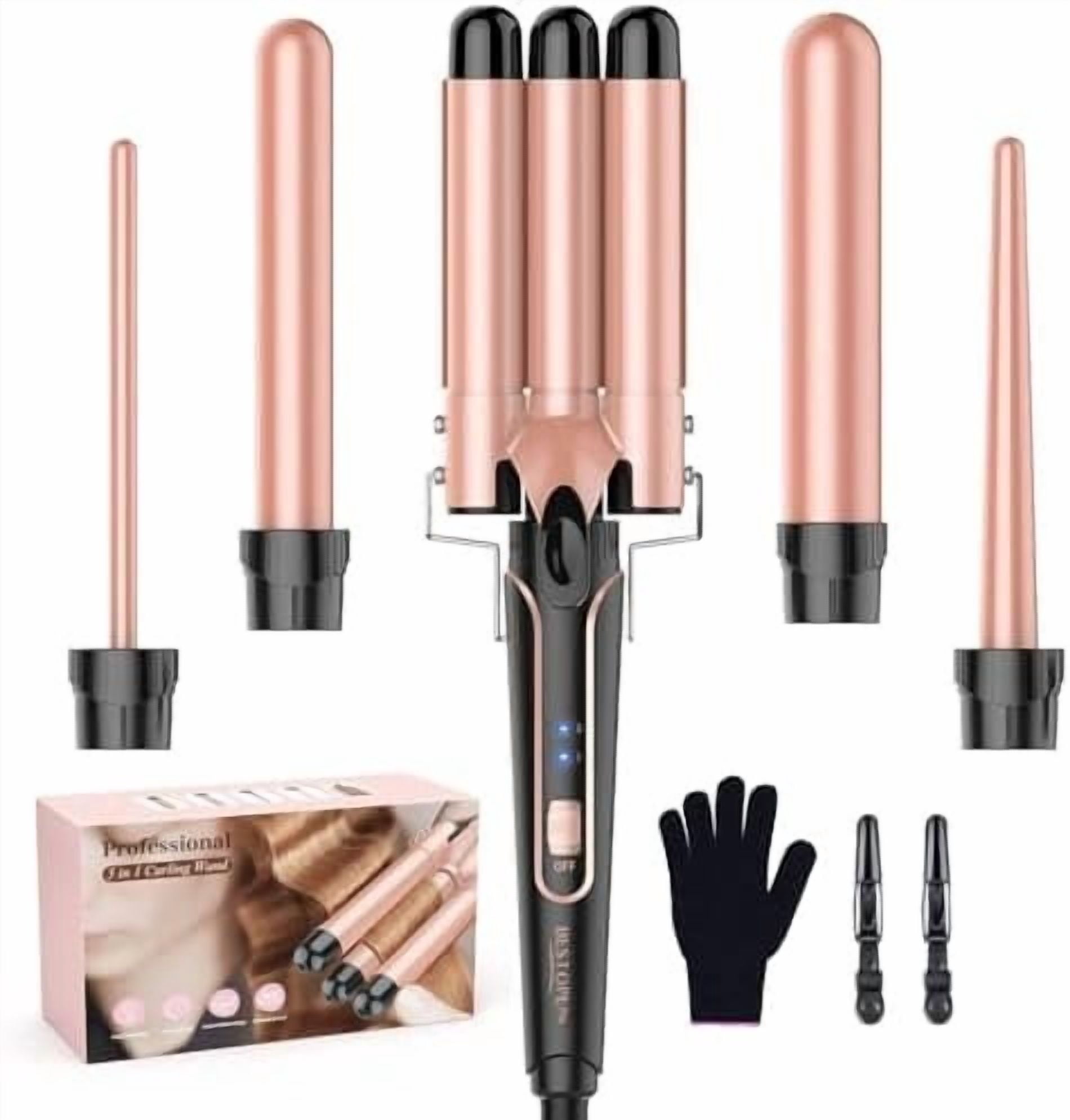 Waver Curling Iron Wand, 5 in 1 Curling Wand Set with 3 Barrel Hair for ...