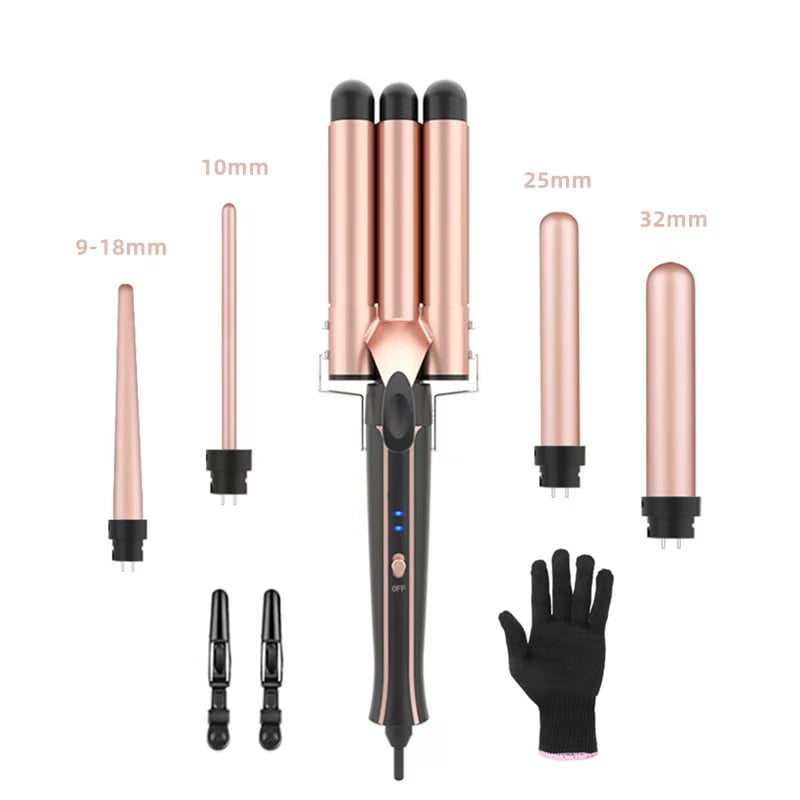 Waver Curling Iron Wand, Scheri 5 in 1 Curling Wand Set with 3 Barrel ...