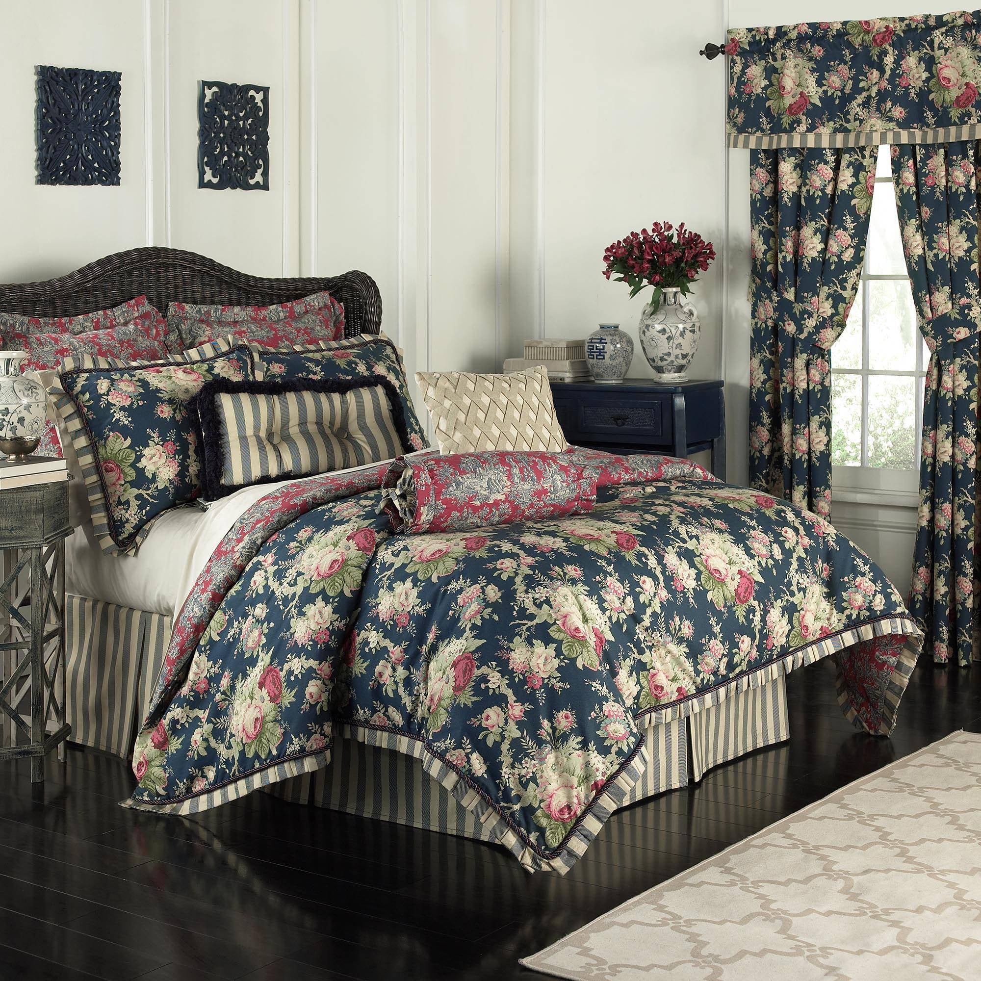 Waverly 4 Piece Comforter Sets Queen with Shams Bed Skirt Walmart