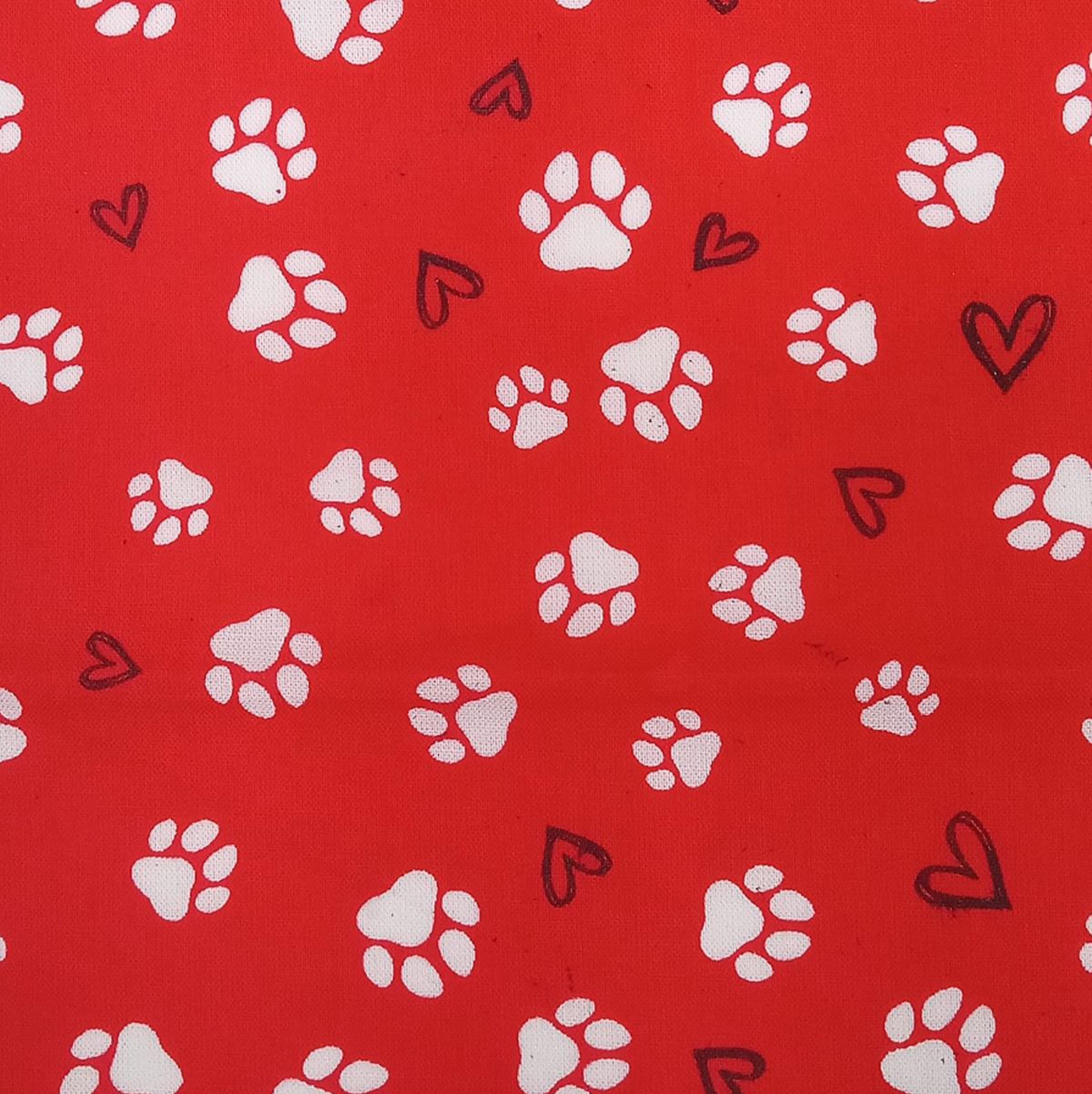 Waverly Inspirations Cotton Print Paw Love Poppy 1 Yard Quilt Craft ...