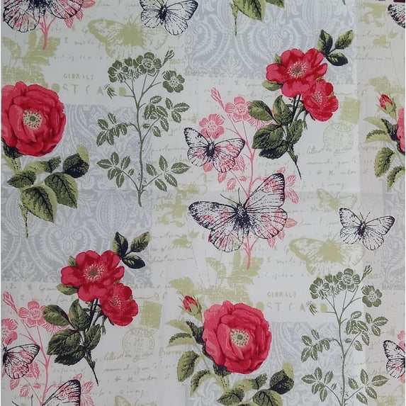 Waverly Inspirations Cotton Print Roscov Poppy 1 Yard Fabric with Anti ...